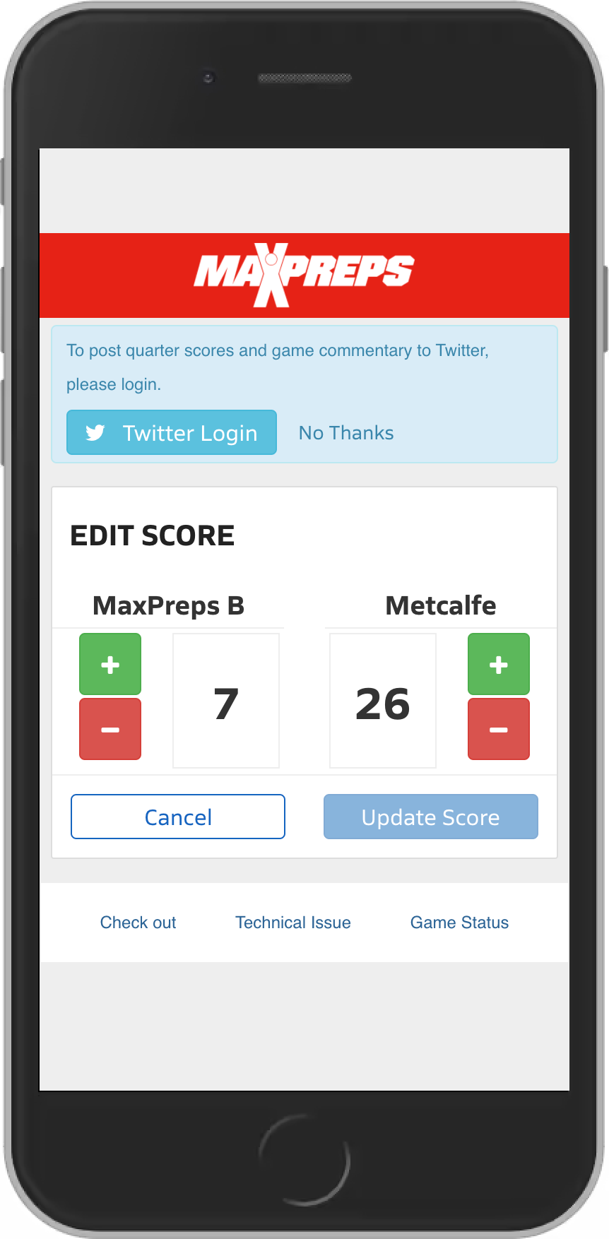 Live Scoring Game Status – MaxPreps Support