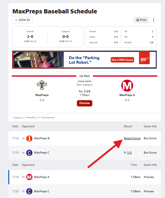 Score Corrections – MaxPreps Support